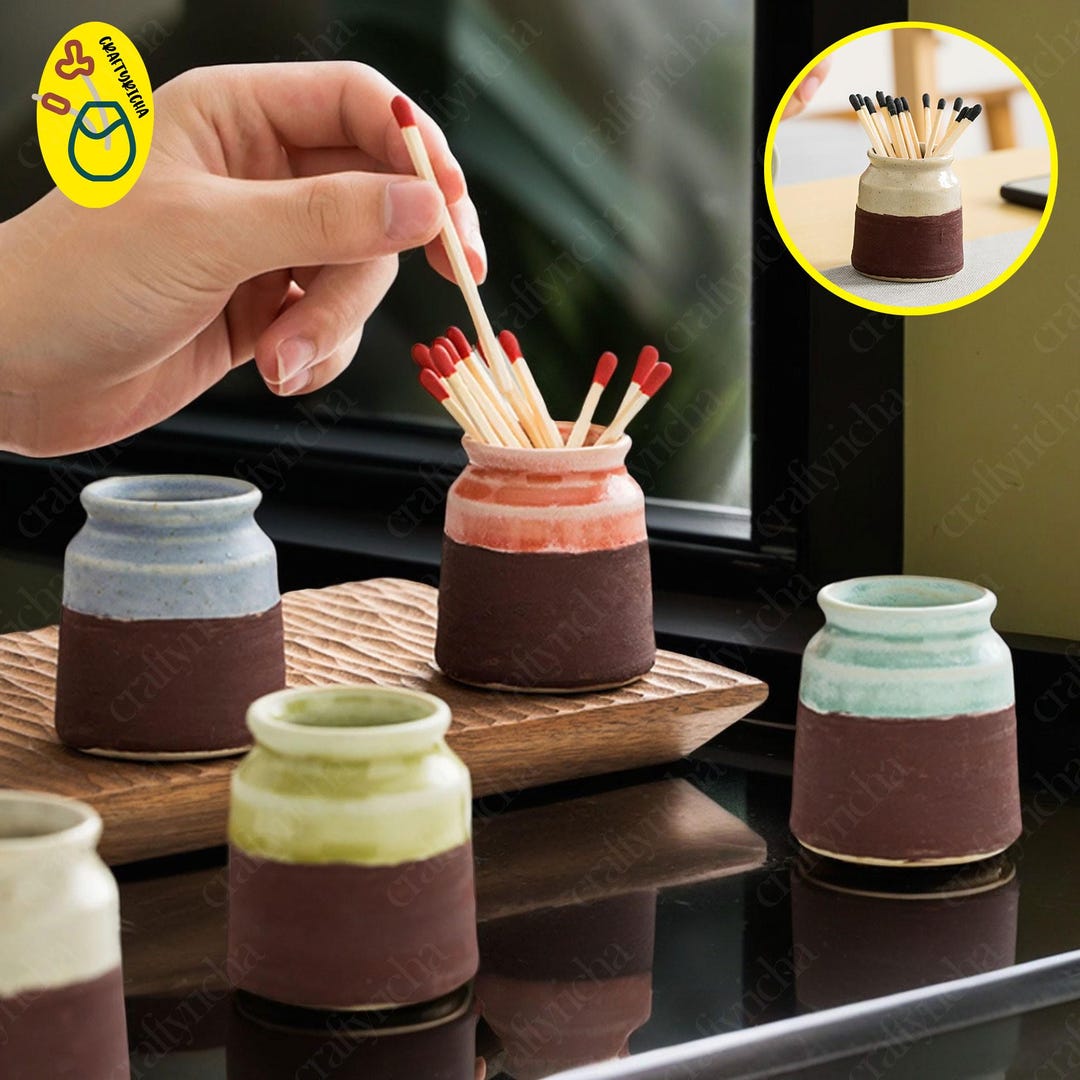 Handmade Cute Ceramic Matchstick Holder, Colors Ceramic Match Striker ...
