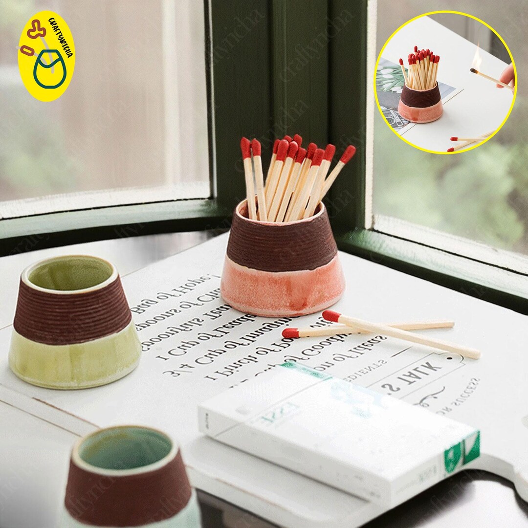 Handmade Colors Ceramic Matchstick Holder, Cute Ceramic Match Striker ...