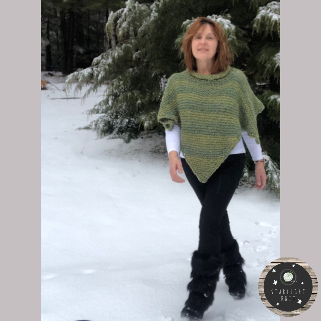 Easy Knit Women's Poncho Pattern, Bulky Yarn (digital Download) - Etsy