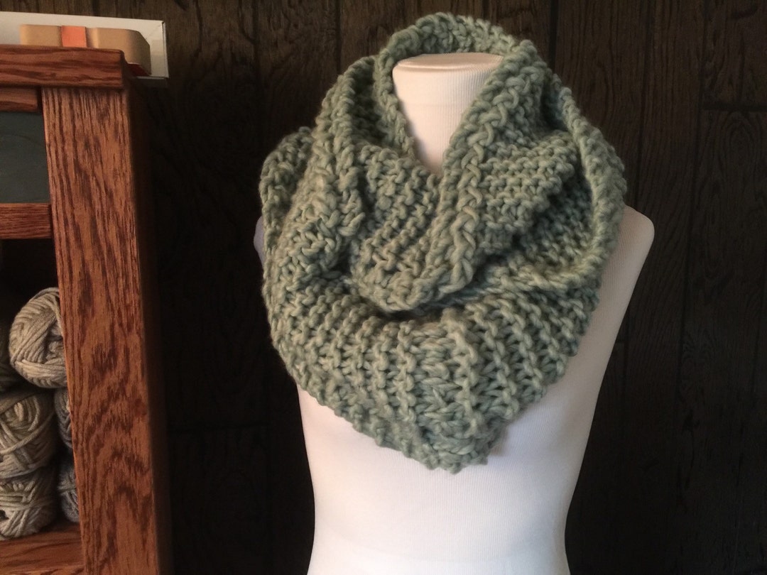 Hand Knit Wool Infinity Scarf With Eyelet Braid Detail - Etsy