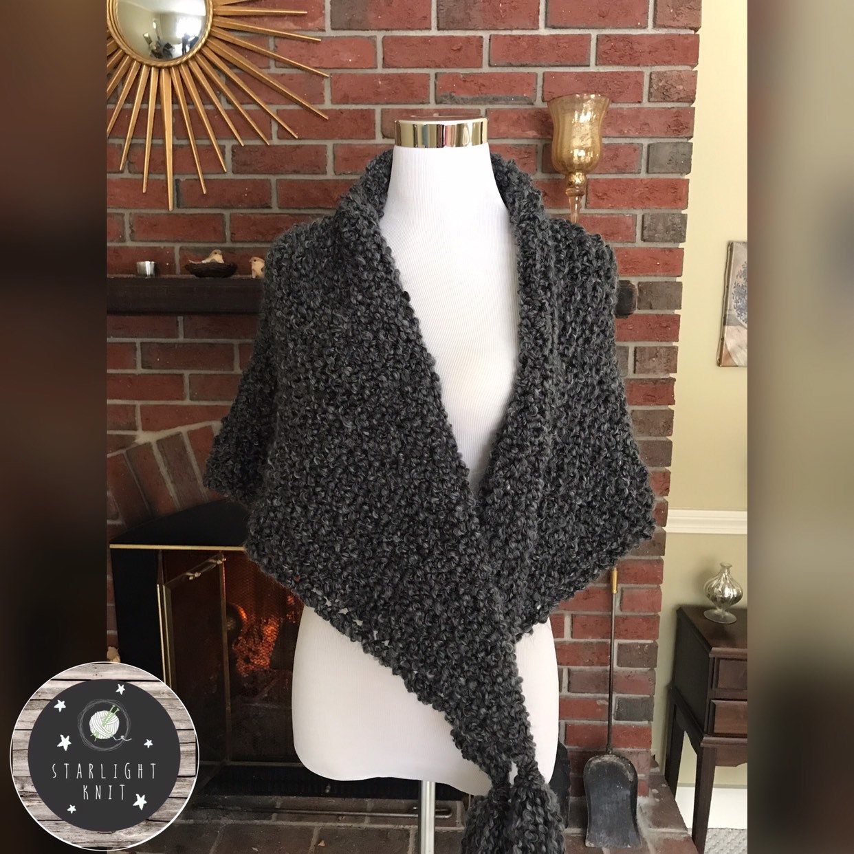 Outlander Inspired Hand Knit Claire's Shawl Scarf Wrap FREE SHIPPING