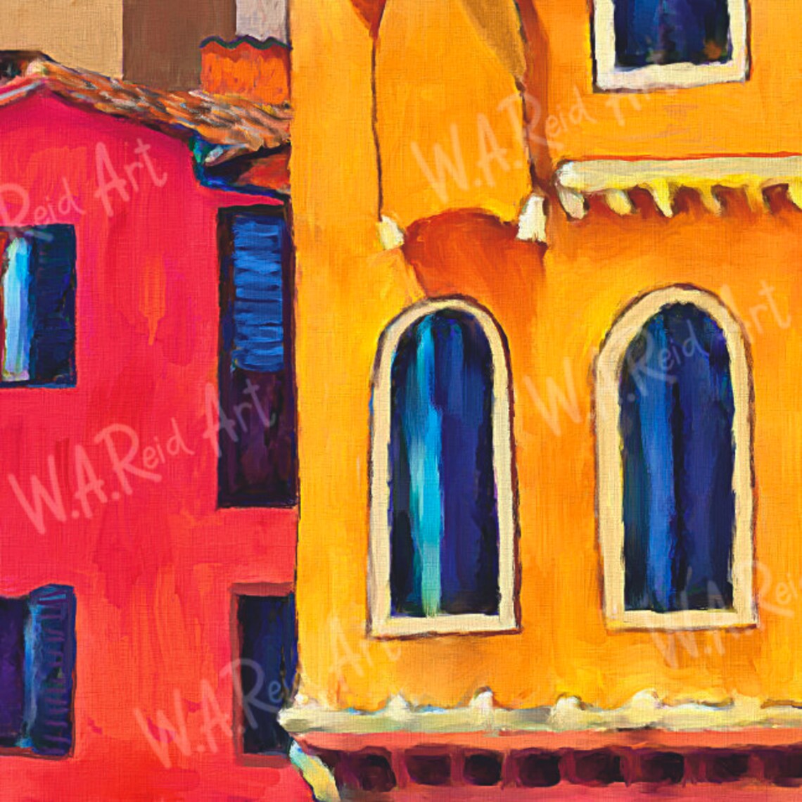 Houses in Italy, Printable Art, Instant Download, Colorful Wall Art ...