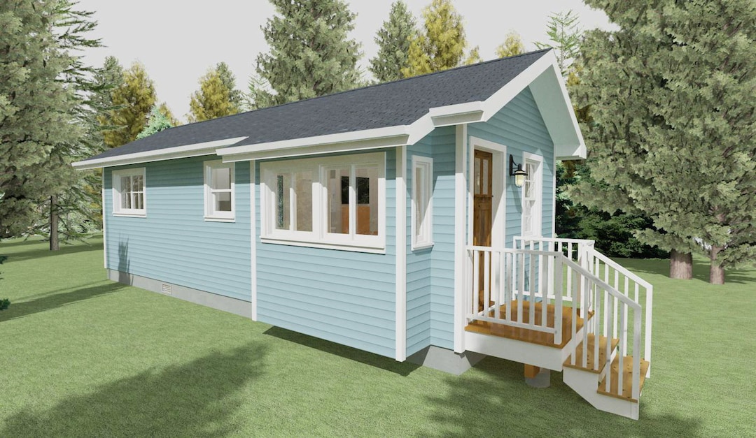 Tiny House Plans, 12' X 32', 400 Sq Ft, 1 Bedroom, Easy-to-understand ...