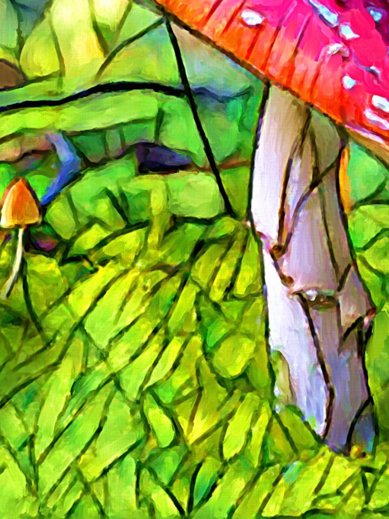 Mushrooms, Printable Art, Instant Download, Colorful Wall Art, Red ...