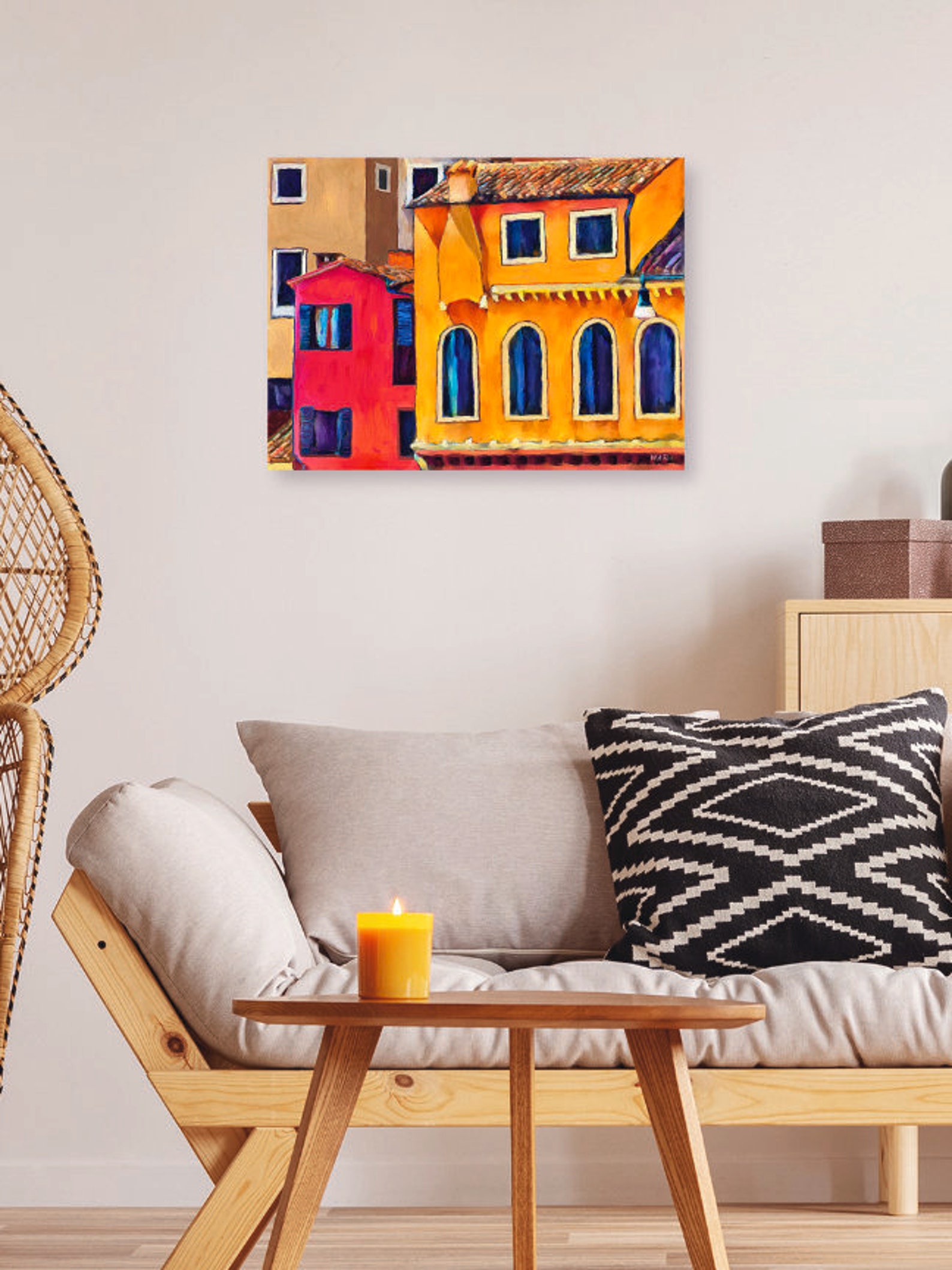 Houses in Italy, Printable Art, Instant Download, Colorful Wall Art ...