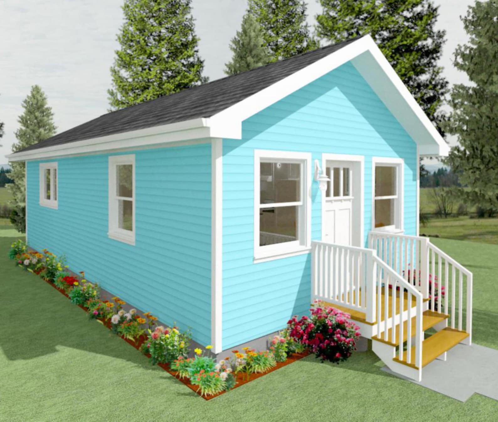 Easy-to-build Tiny House Plans (16'x32', 500 Sq Ft, 1 Bedroom ...