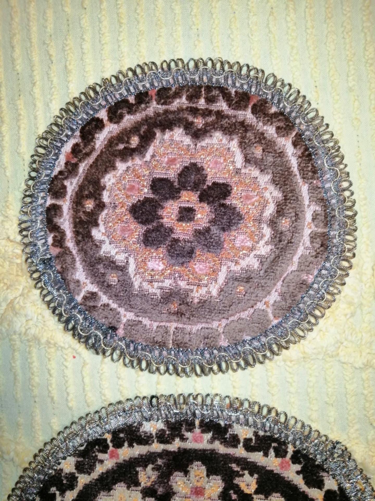 Vintage Antique Apollo Small Brocade Set of 3 Round Brown Pink Cream ...