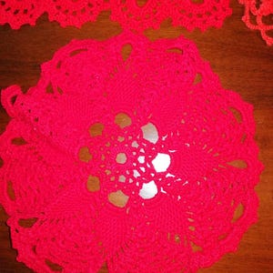 Set of Red Nuance Doilies 6 Pcs Vintage Lace Doilies Handmade Crochet ...