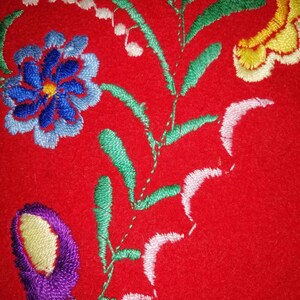 Traditional Hungarian Red Black Felt Base Matyo Flowers Embroidery ...