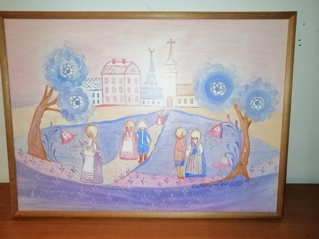 Vintage Swedish Marianne Welander Framed Picture Printed on Masonite ...