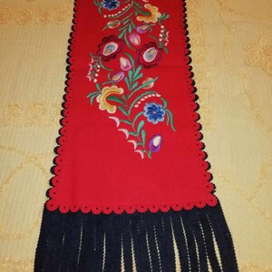 Traditional Hungarian Red Black Felt Base Matyo Flowers Embroidery ...
