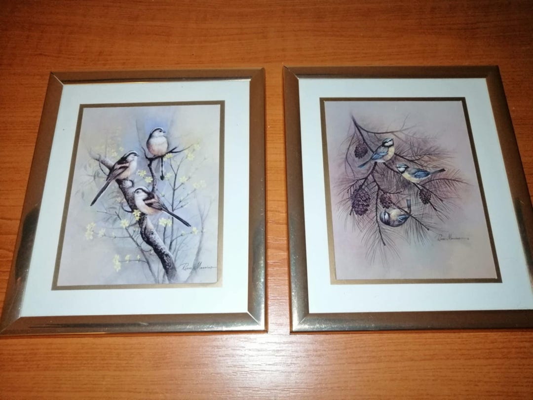 Vintage Set of 2 Signed Ruane Manning Framed Print Birds on Tree ...