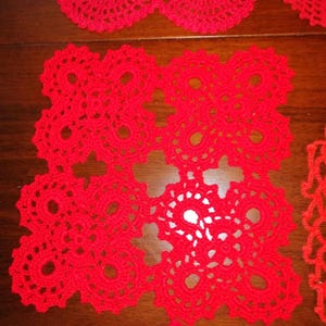 Set of Red Nuance Doilies 6 Pcs Vintage Lace Doilies Handmade Crochet ...