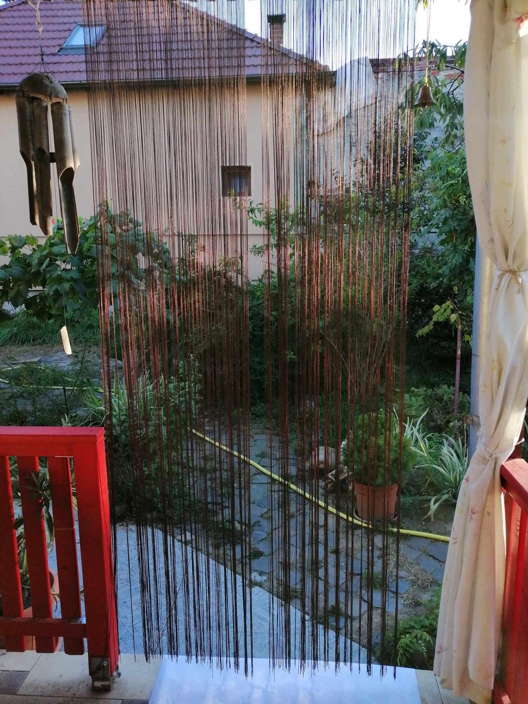 Vintage Brown Yarn String Window Panel Curtain Set of 2 Hemtex Sweden ...