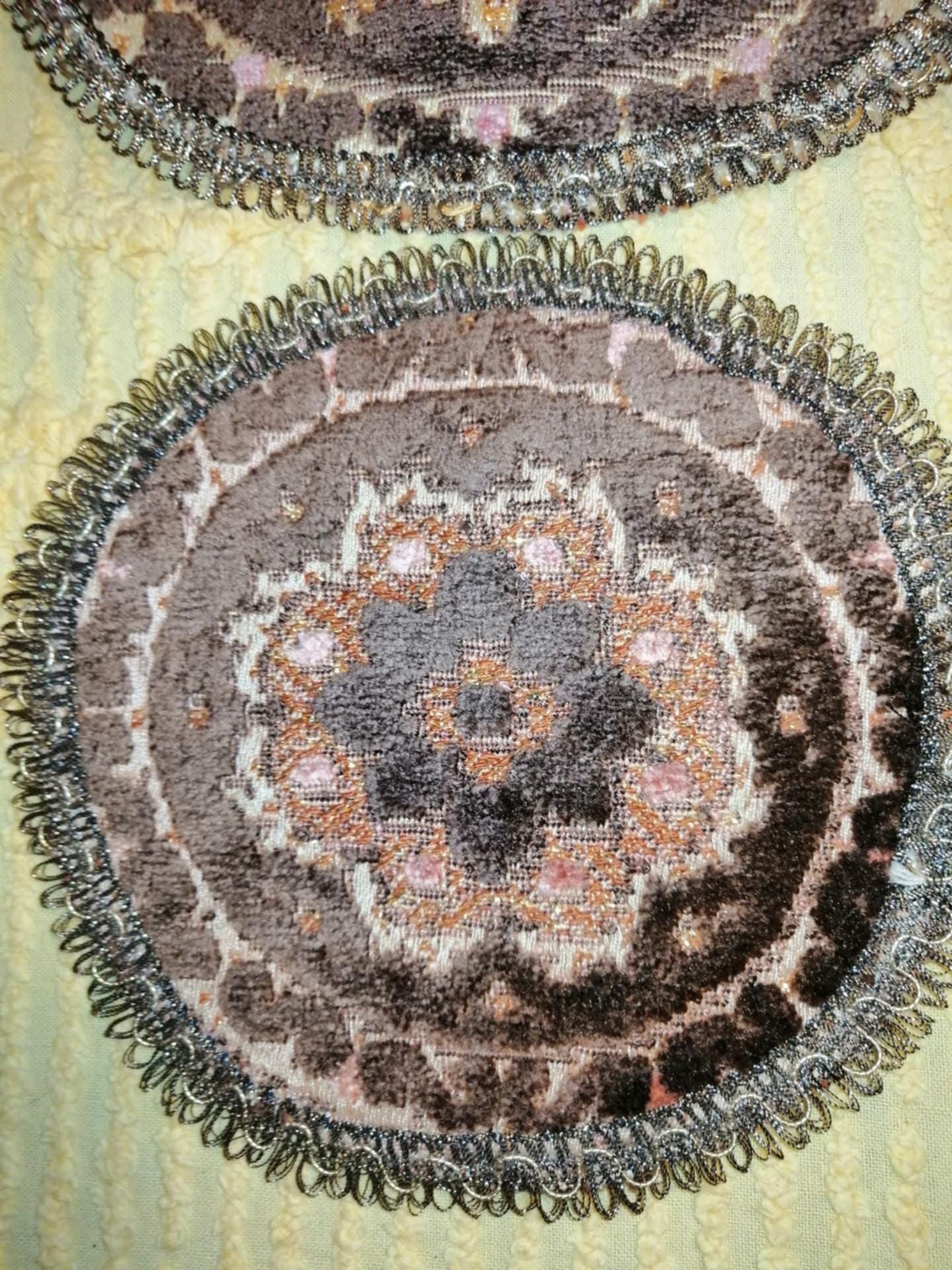 Vintage Antique Apollo Small Brocade Set of 3 Round Brown Pink Cream ...