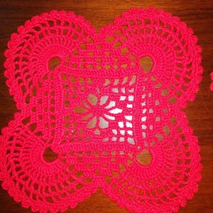 Set of Red Nuance Doilies 6 Pcs Vintage Lace Doilies Handmade Crochet ...