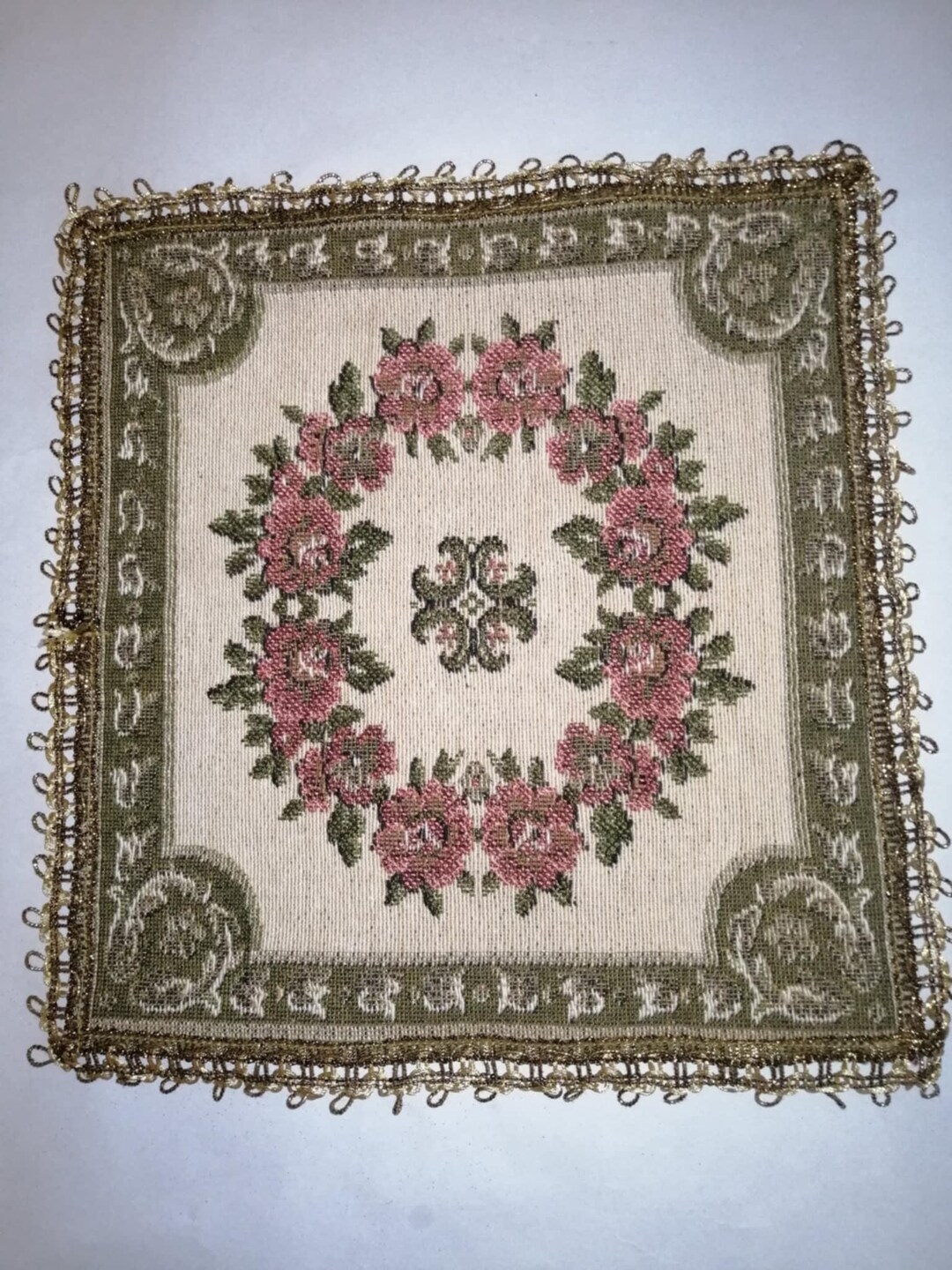 Vintage Belgium Group Muylle Brocade Belgian Tapestry Textile Doily ...
