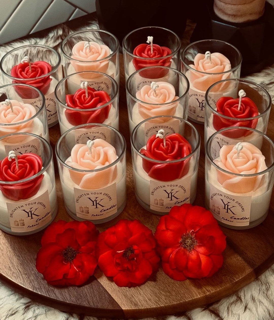 Rose Candle 10 Oz- Decor Candle-gift Candle - Etsy