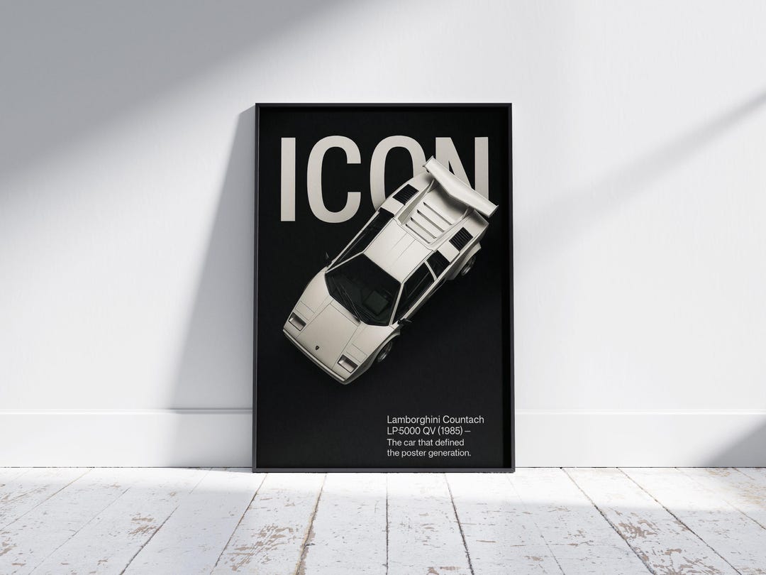 ICON Lamborghini Countach Poster | Vintage Supercar Wall Art Print ...