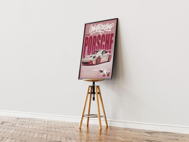 Porsche 911 GT Poster, Pink Porsche Wall Art, Luxury Car Print ...
