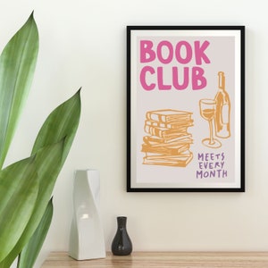 Book Club Poster Print Cute Book Club Decor Trendy Reading Poster Book ...