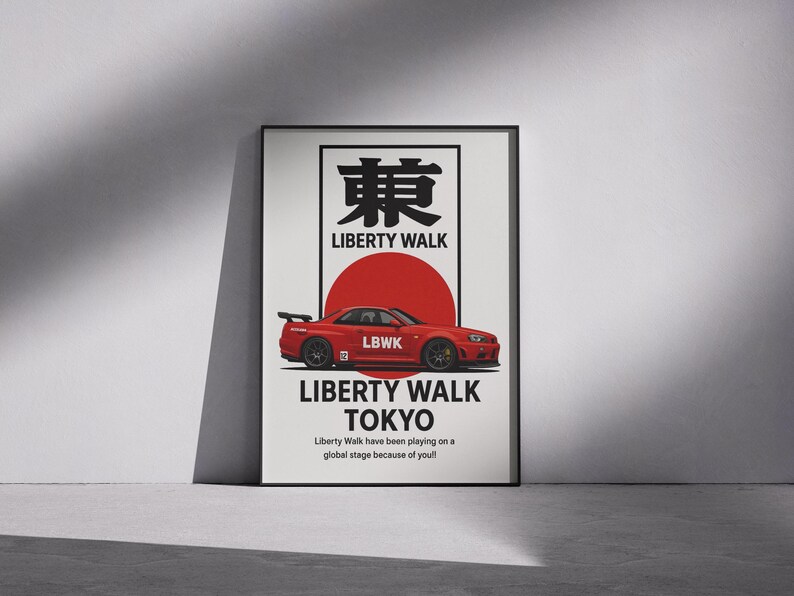 Liberty Walk Tokyo Poster, JDM Red Car, Japanese Street Racing Art - Etsy