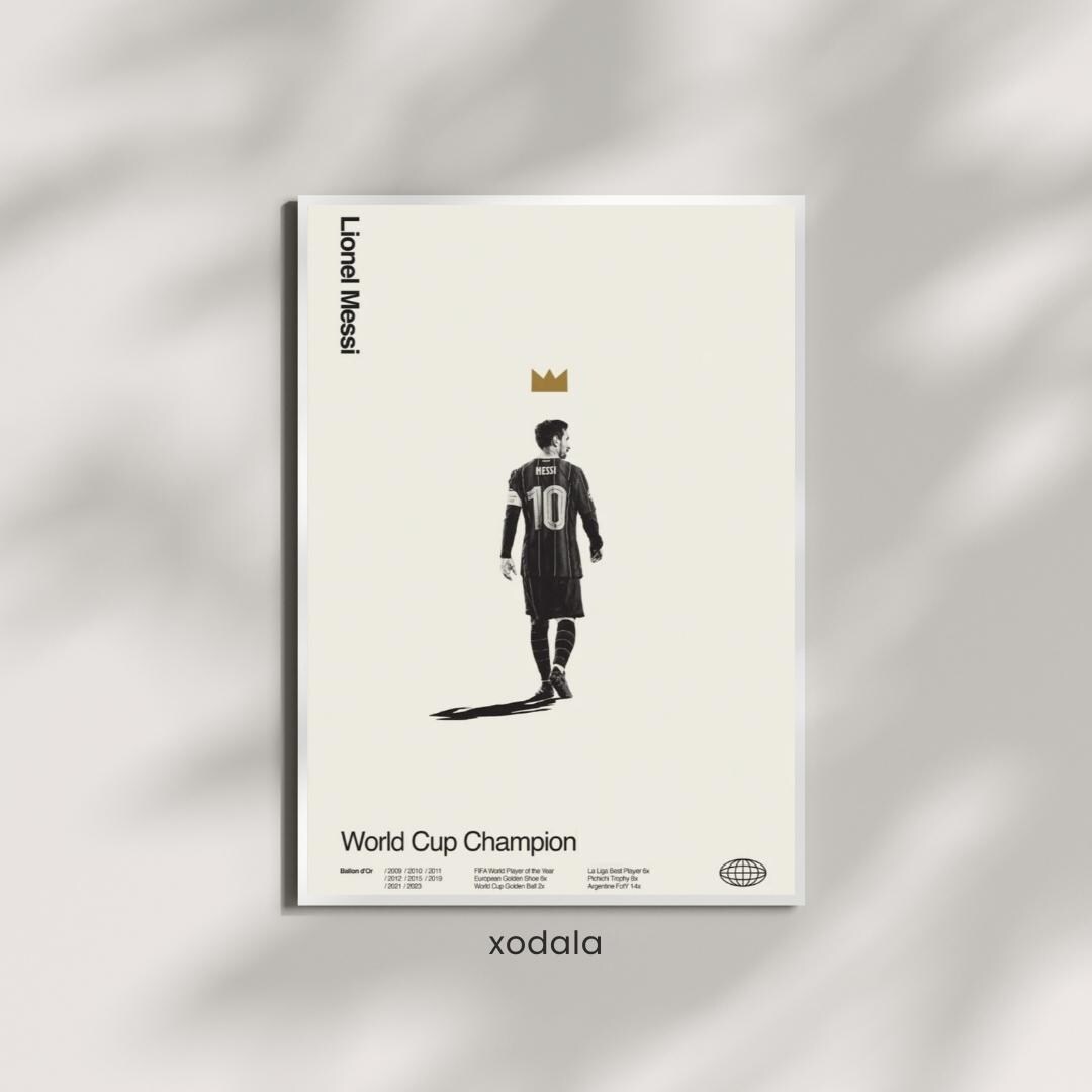 Lionel Messi Poster, World Cup Champion Wall Art, Minimal Football ...