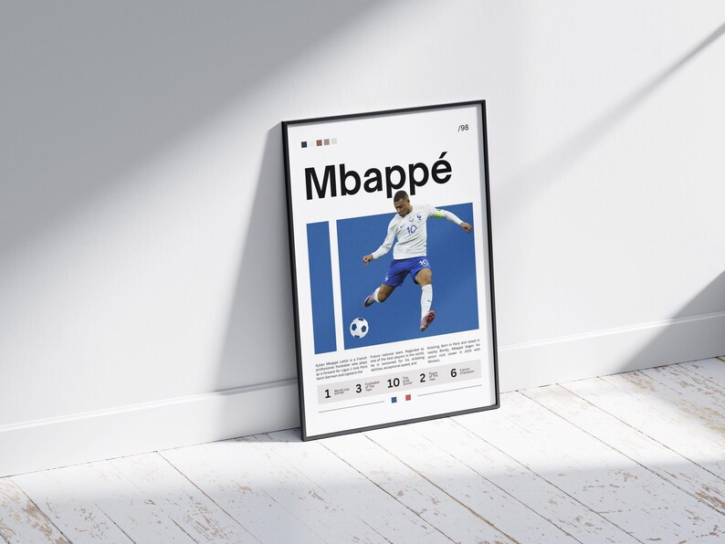Kylian Mbappé Poster | Kylian Mbappe Wall Art | PSG Football Print ...