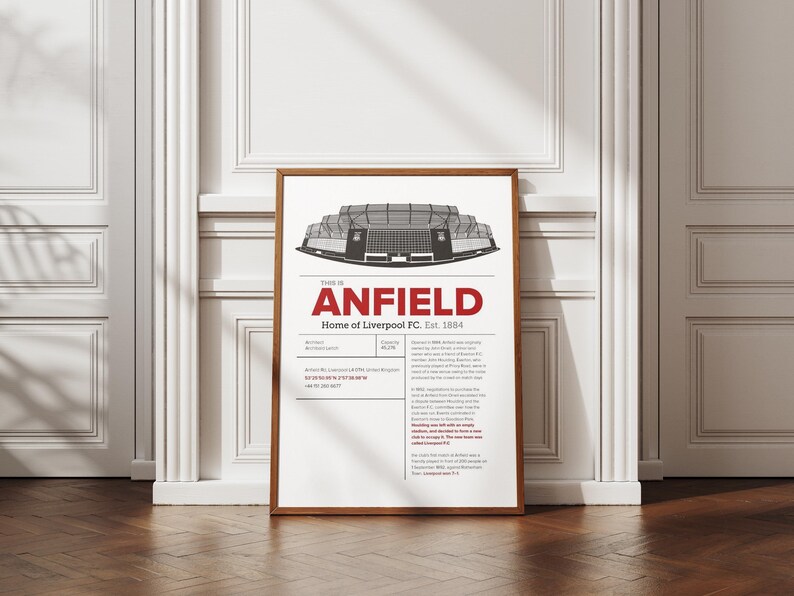 Anfield Stadium Print, Liverpool FC Poster, Football Fan Gift - Etsy