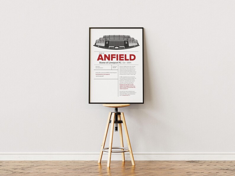 Anfield Stadium Print, Liverpool FC Poster, Football Fan Gift - Etsy