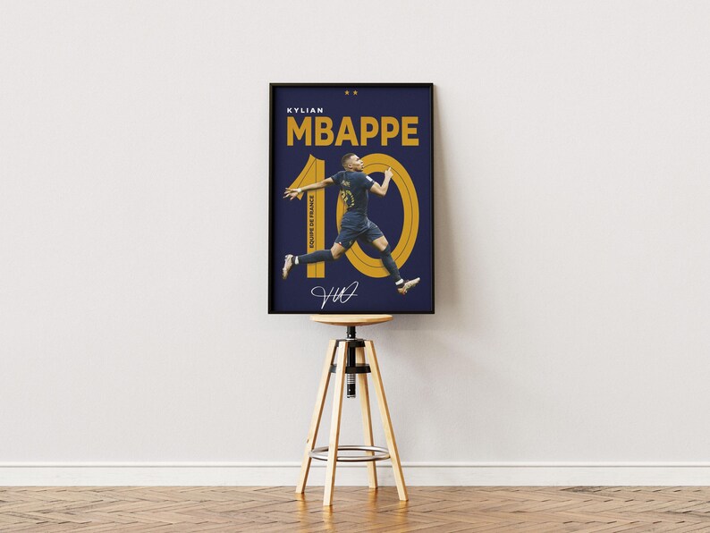 Kylian Mbappé Poster | Kylian Mbappe Wall Art | PSG Football Print ...
