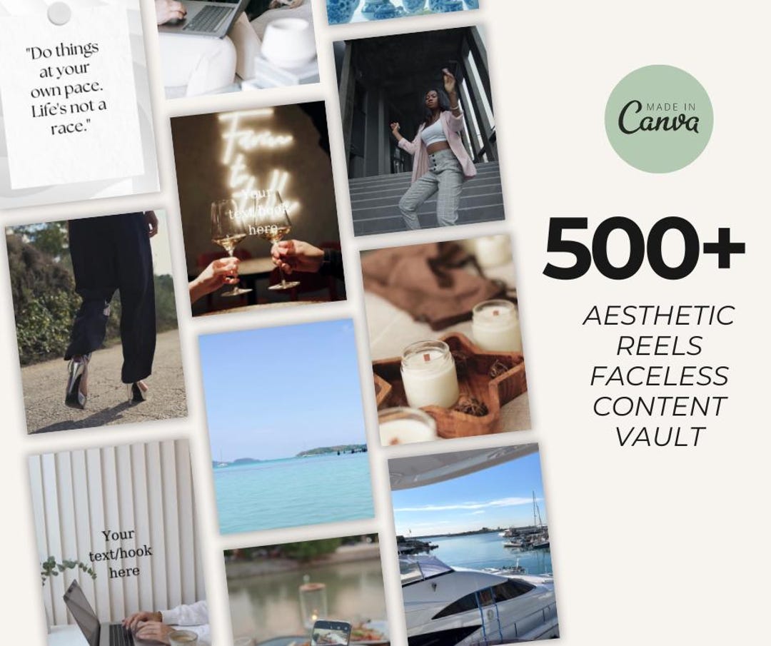 500 Aesthetic Faceless Content Vault, Grow Your Social Media, Sell on ...