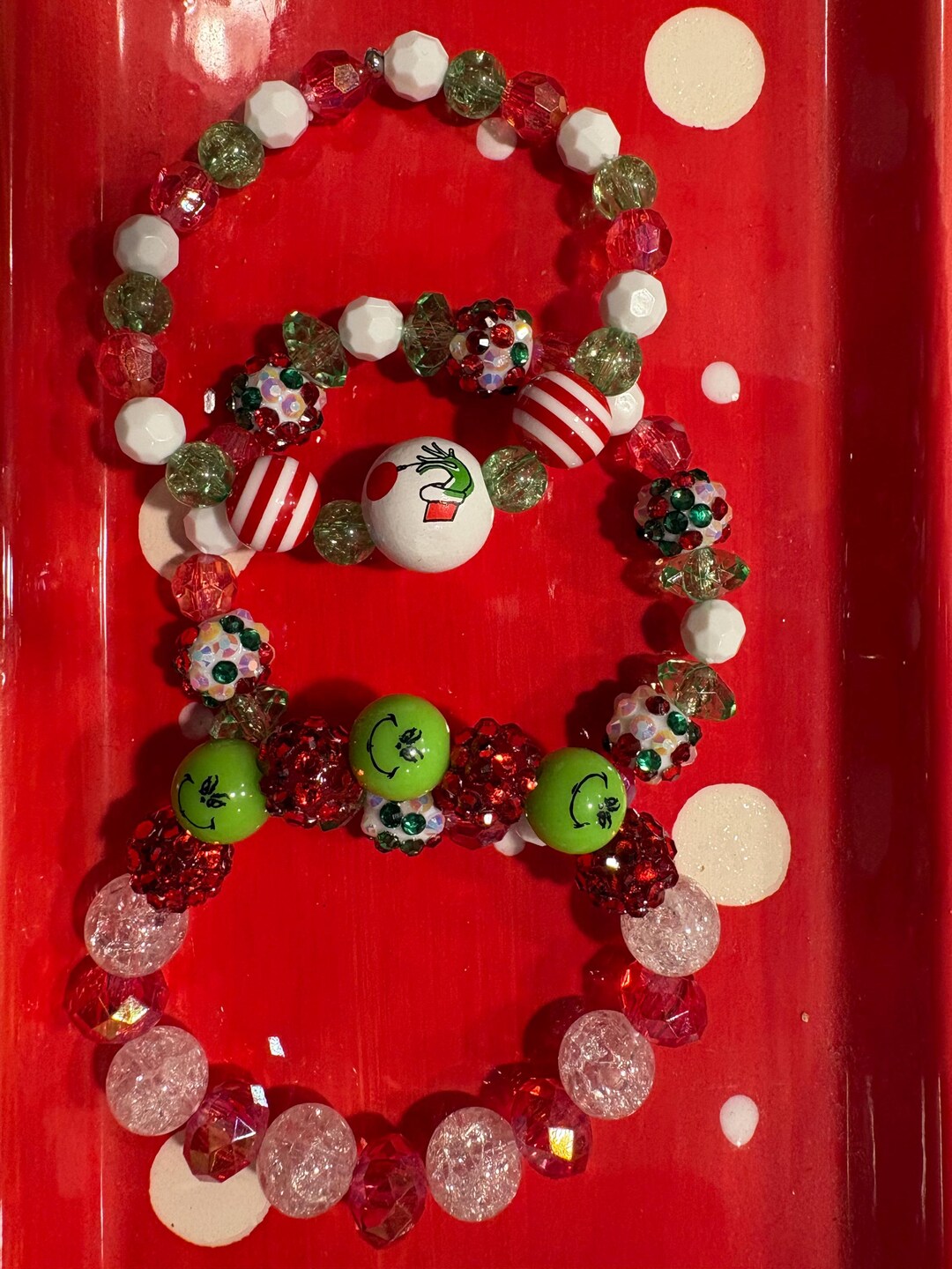 Grinch Bracelet Set. Sparkly Grinch Bracelet Set. Christmas Bracelet ...