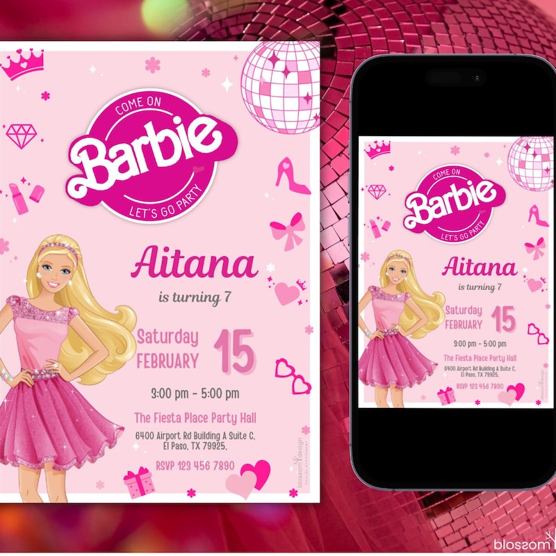 Barbie Invitation - Etsy