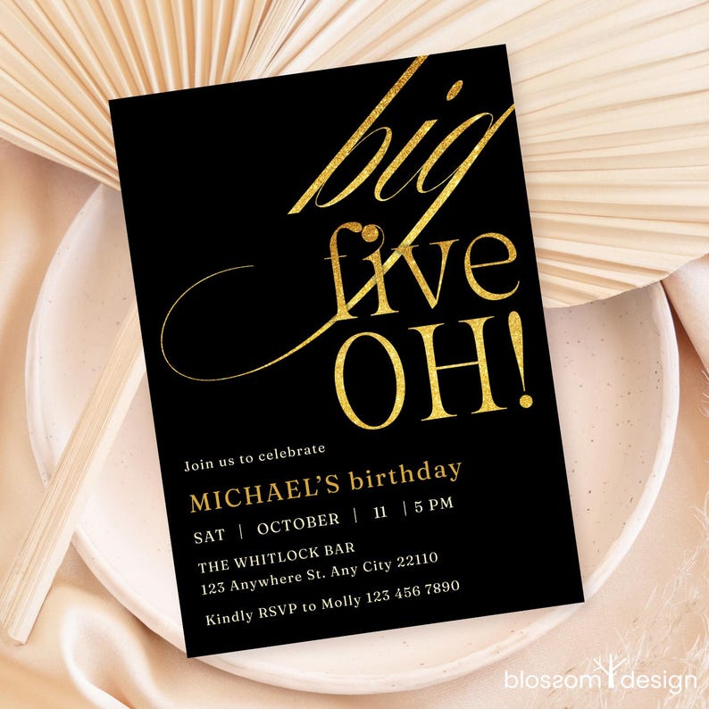 50th Birthday Party Invite Template Modern 50th Invite for Men ...