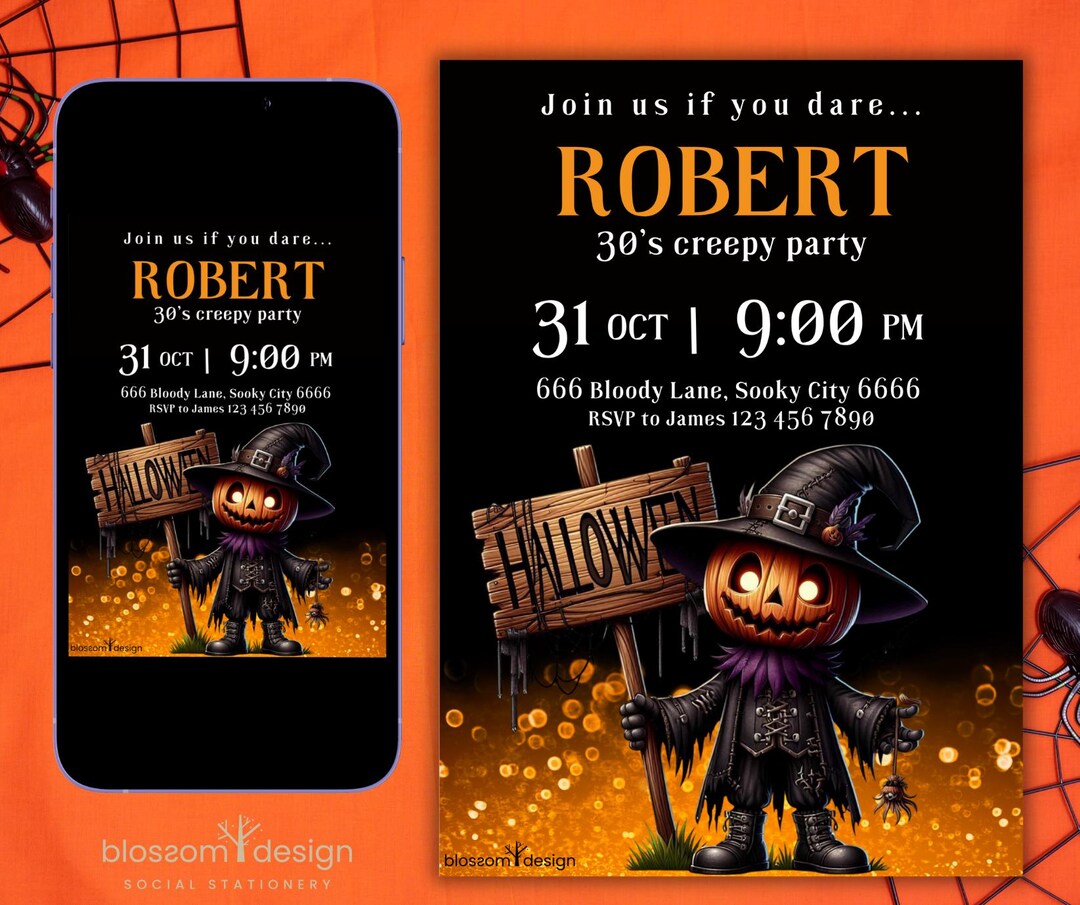 Editable Pumpkin Scarecrow Invitation – Fall Birthday Party Invite ...