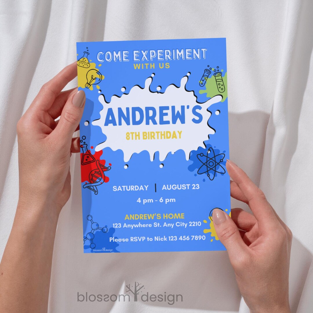 Editable Mad Science Birthday Invitation, Science Experiment Birthday ...