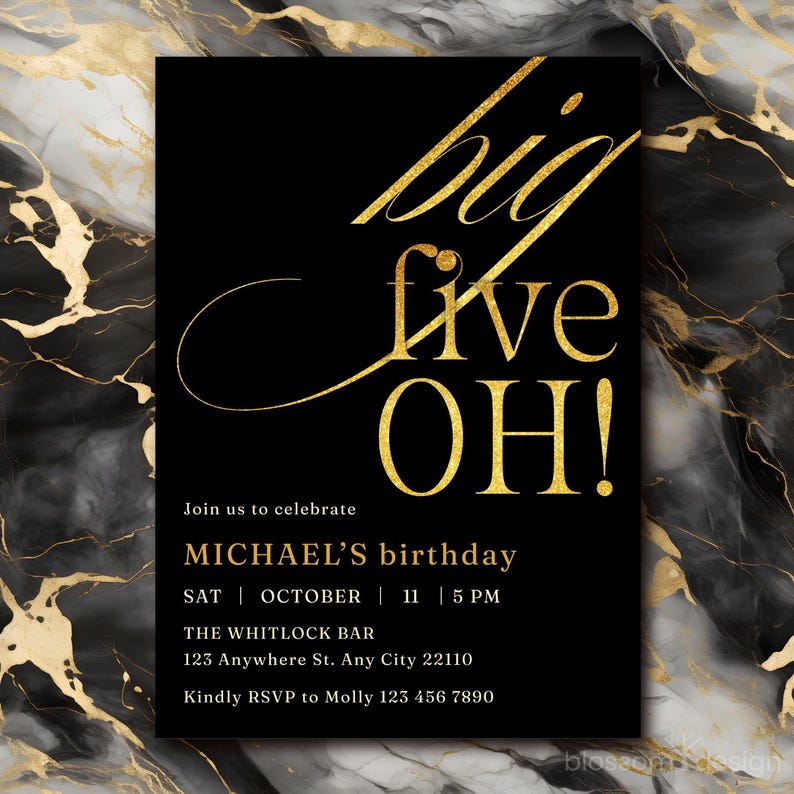 50th Birthday Party Invite Template Modern 50th Invite for Men ...