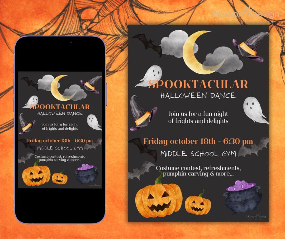 Editable Halloween Birthday Invitation • Spooky Costume Party Invite ...