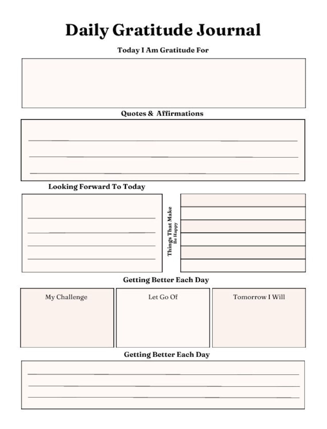 Gratitude Journal Printable Template, Gratitude Notebook, Gratitude ...