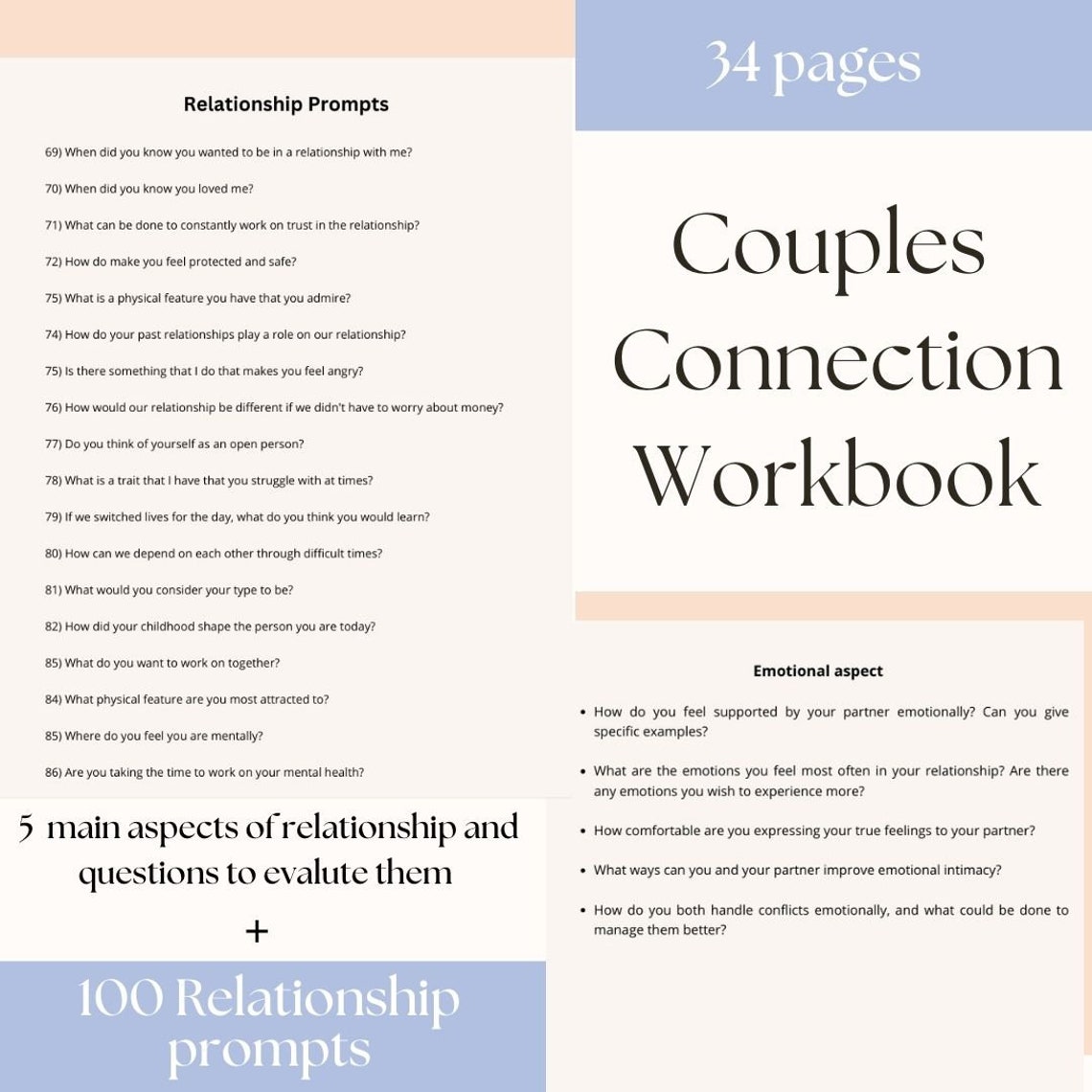Couples Connection Workbook, Couples Journal, Relationship Prompts ...