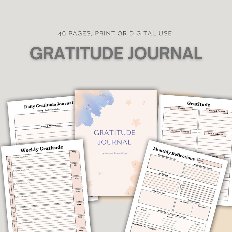 Gratitude Journal Printable Template, Gratitude Notebook, Gratitude ...