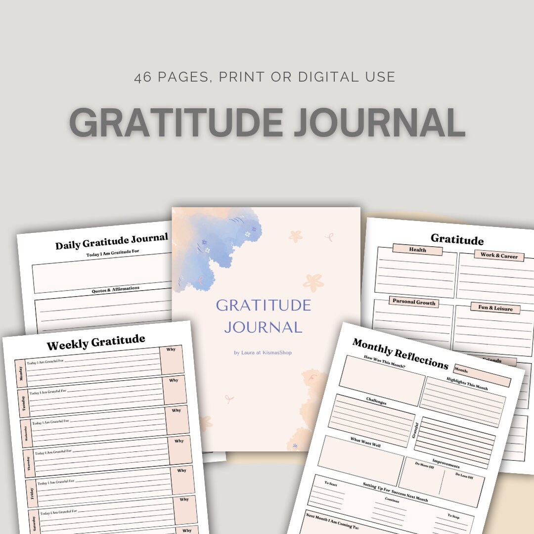 Gratitude Journal Printable Template, Gratitude Notebook, Gratitude ...