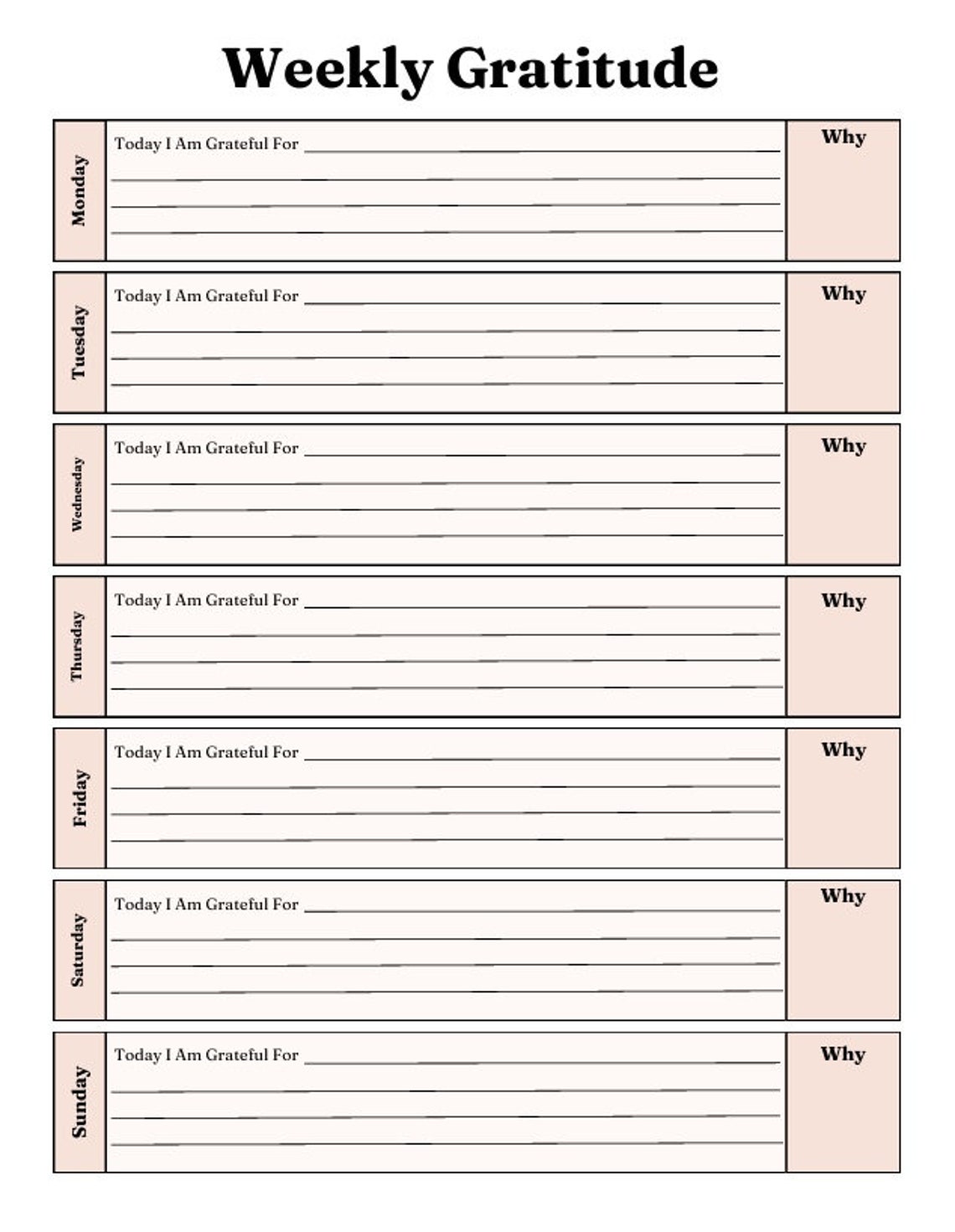 Gratitude Journal Printable Template, Gratitude Notebook, Gratitude ...
