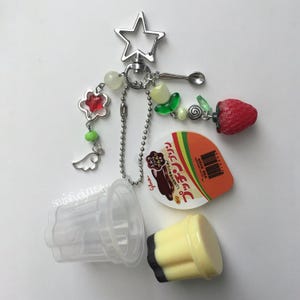 Matching Pudding Keychain: Y2K Beaded Bag Charm, Heisei Retro Accessory ...