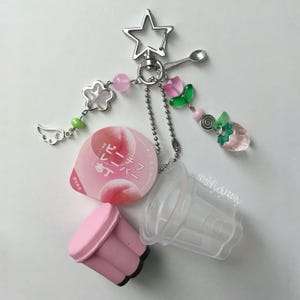 Matching Pudding Keychain: Y2K Beaded Bag Charm, Heisei Retro Accessory ...