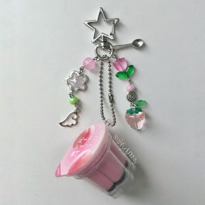 Matching Pudding Keychain: Y2K Beaded Bag Charm, Heisei Retro Accessory ...