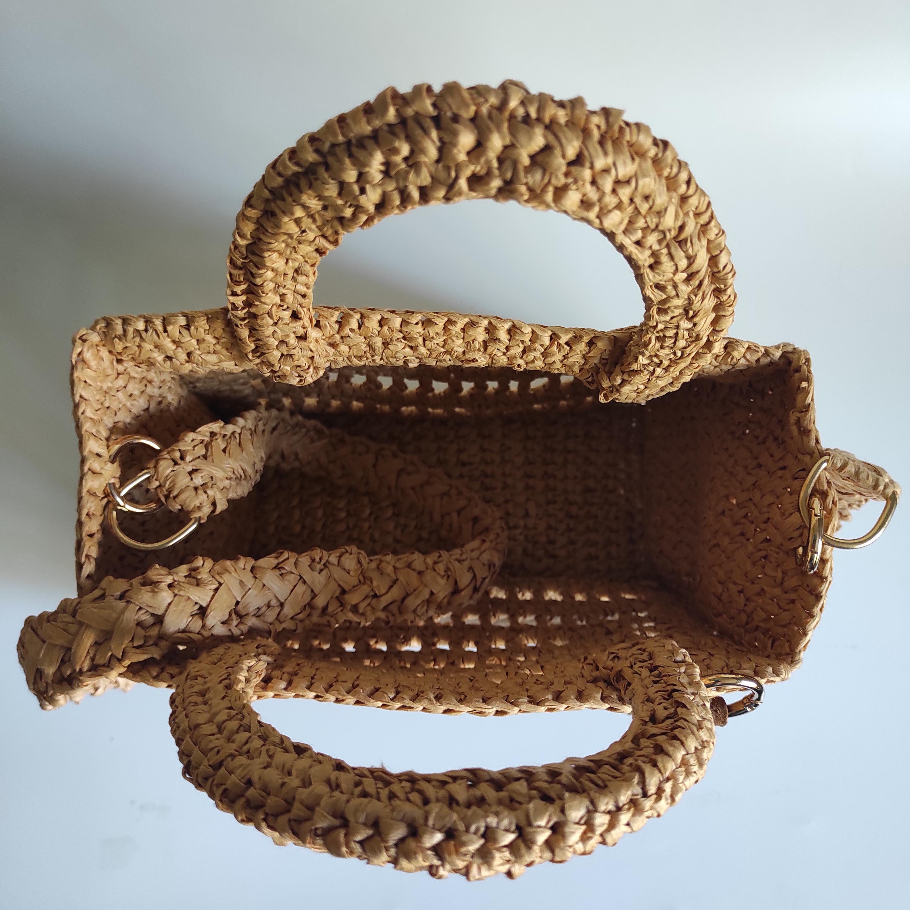 Raffia Mini Shoulder Mesh Bag - Raffia Beach Crossbody Bag and Free ...