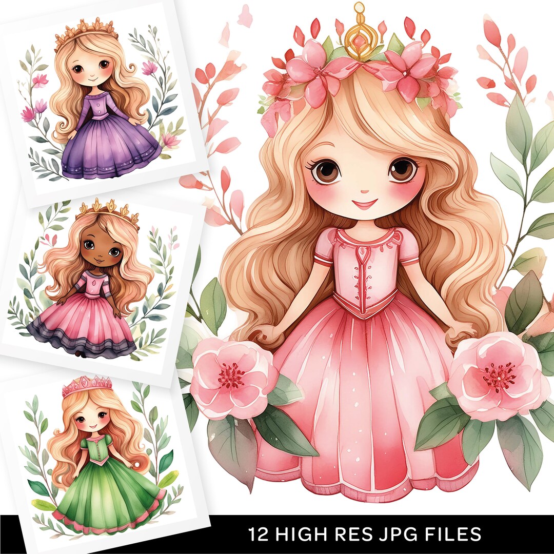 Cute Princess Digital Downloads - 12 High Quality Jpgs - Adorable ...