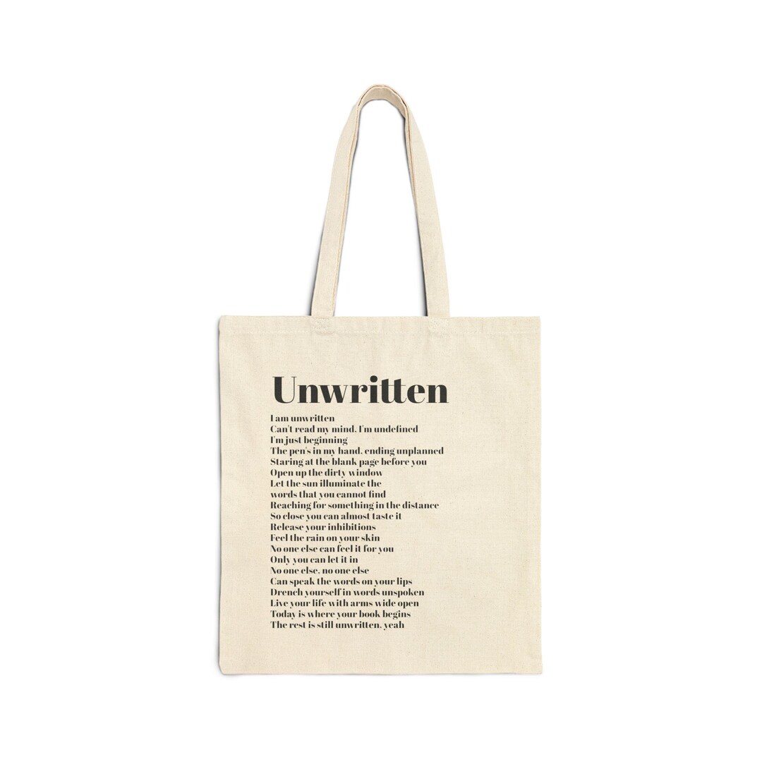 Cotton Canvas Tote Bag With the Lyrics of Unwritten 3 - Etsy